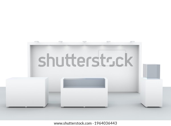 3d White Booth Front Side View Stock Illustration 1964036443 | Shutterstock