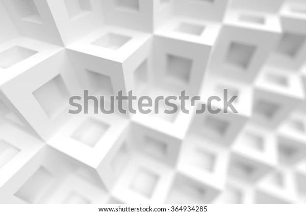 3d White Cube Construction Modern Architecture Stock Illustration ...
