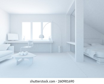 Triangular Ceiling Empty Hall Loft Interior Stock Photo 388236904 ...