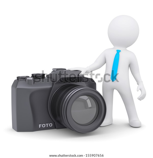 3d White Man Camera Isolated Render: ilustración de stock 155907656 ...