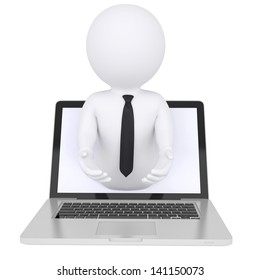 3d White Man Out Computer Holds Stock Illustration 141149899 | Shutterstock