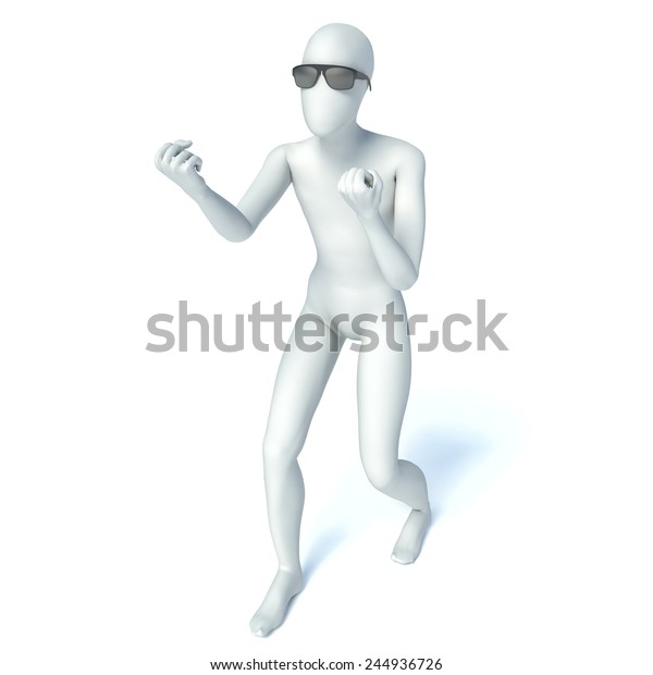 3d White Man Fighting Position Isolated Stock Illustration 244936726 ...