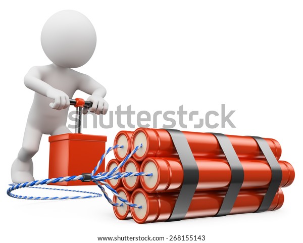 3d White People Man Exploding Bomb Stock Illustration 268155143 ...