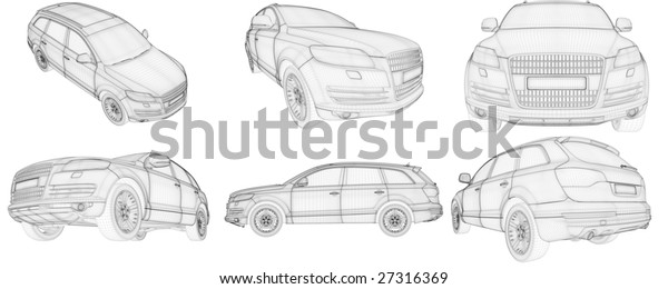 3d Wireframe Car Hd Stock Illustration 27316369 | Shutterstock