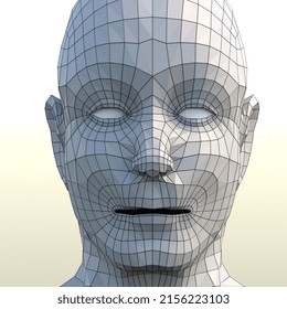 3d Wireframe Face Head Made Blender Stock Illustration 2156223103 ...