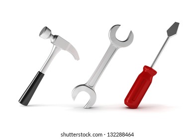 3d Working Tools On White Background Stock Illustration 132288464 ...