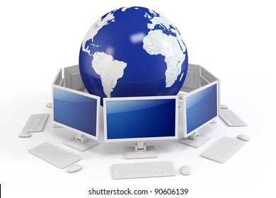 Ilustrasi Stok One Computer Folder Icon World Map 104063615 | Shutterstock