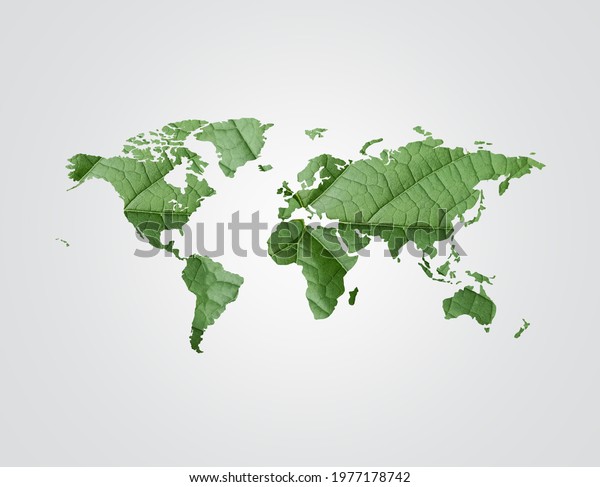3d World Map Concept Leaf Shape Stock Illustration 1977178742