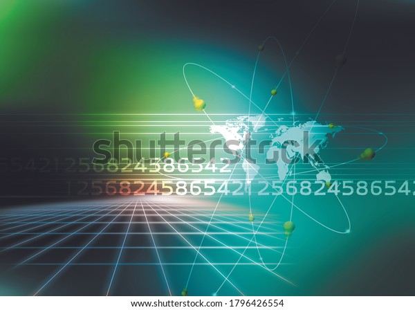 3d World Map Showing Technology Effect Stock Illustration 1796426554 ...