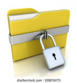 3d Yellow Folder Lock Data Security Stock Illustration 100876975 ...