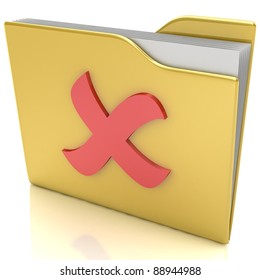 3d Yellow Folder Red Delete Mark Stock Illustration 88944988 | Shutterstock