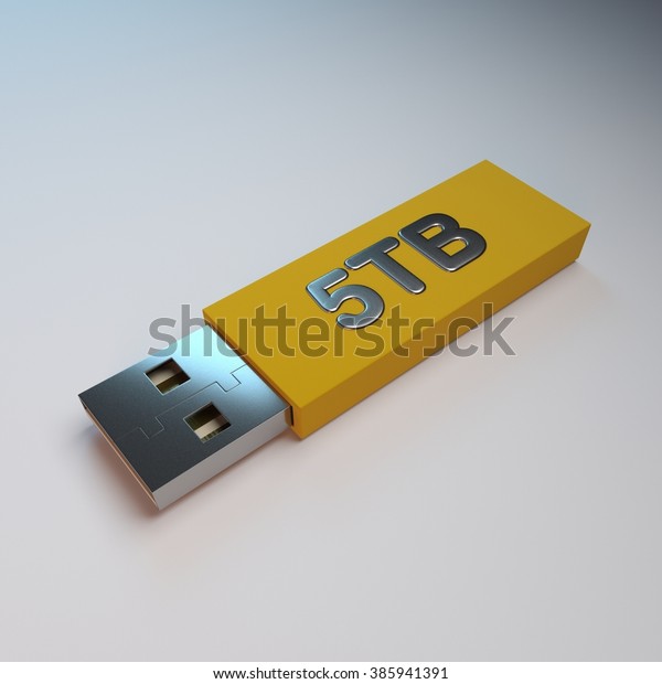 3d Yellow Usb Flash Drive 5 Stock Illustration 385941391
