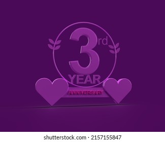 3rd Year Anniversary 3d Rendering Happy Stock Illustration 2157155847 ...