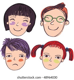 4 Cartoon Faces Stock Illustration 48964030 | Shutterstock