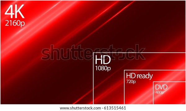 4k Television Resolution Display Comparison Resolutions Stock ...