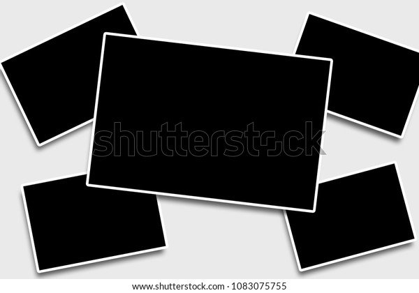 5 Blank Overlapping Photo Frames Template Stock Illustration 1083075755