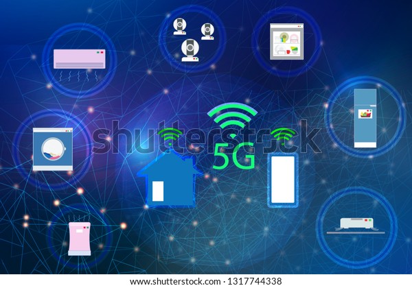 5g Network Internet Wireless Devices Connect 스톡 일러스트 1317744338 ...