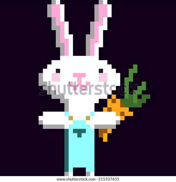 8 Bit Pixel Funny Rabbit Art Stock Illustration 215337631 | Shutterstock