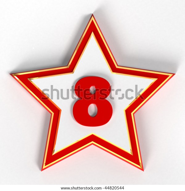 8 Eight Red Number On Star: стоковая иллюстрация, 44820544 | Shutterstock