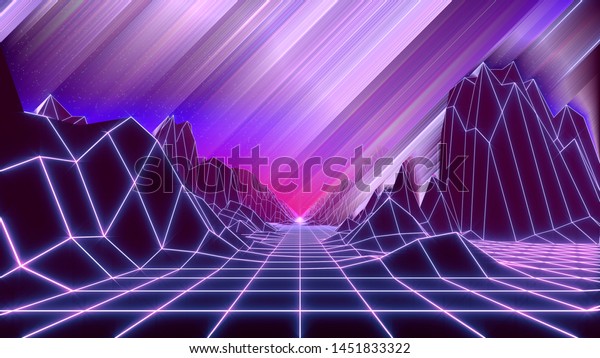 80s Retro Background 3d Render Retrowave Stock Illustration 1451833322 ...