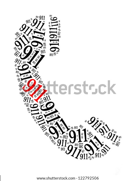 911 Text Collage Composed Shape Telephone Stock Illustration 122792506