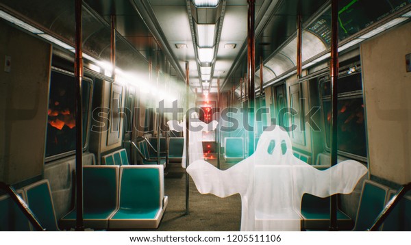 Abandoned Railway Horror Train Ghosts Horror Stock Illustration ...
