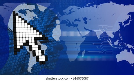 Abstract 3d Binary Background Mouse Cursor Stock Illustration 616076087 ...