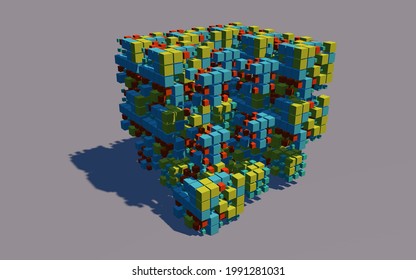 Abstract 3d Model Cube Made Small Stock Illustration 1991281031 ...