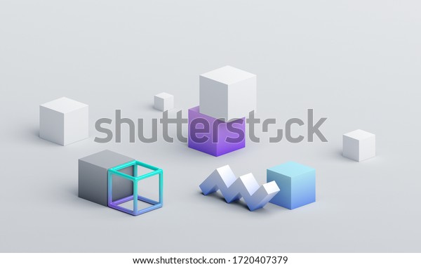 Abstract 3d Render Modern Geometric Background Stock Illustration ...