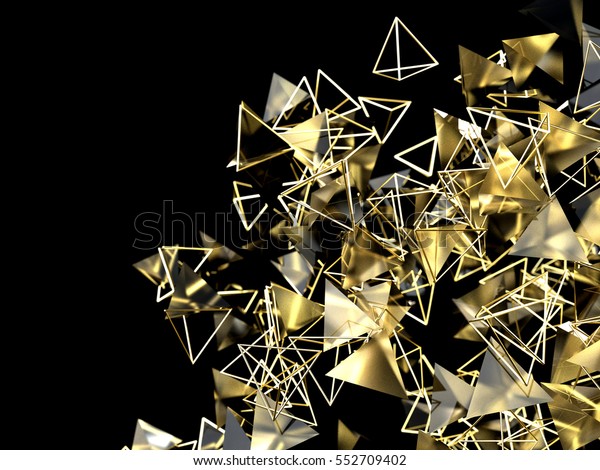 Abstract 3d Rendering Gold Pyramid Futuristic Stock Illustration ...