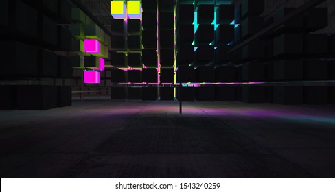Abstract Architectural Concrete Interior Array White Stock Illustration ...