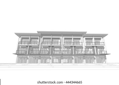 Sixstory Hotel Frontal View Isolated On Stock Illustration 1928338553 ...