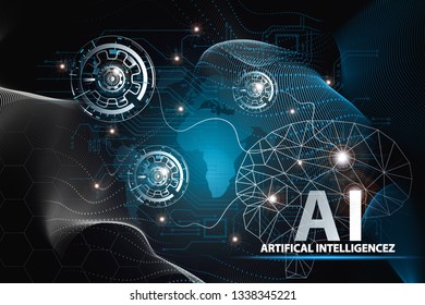 Artificial Intelligence Global Communication Network Ai 스톡 일러스트 1235149315