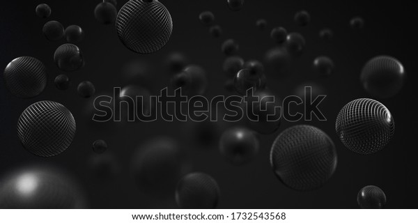 Abstract Background 3d Dynamic Spheres Black Stock Illustration 1732543568