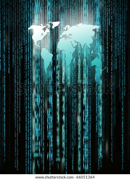 Abstract Background World Map Matrix Style Stock Illustration 66051364