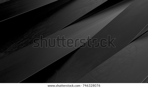 Abstract Black Panels 3d Background Render Stock Illustration 746328076