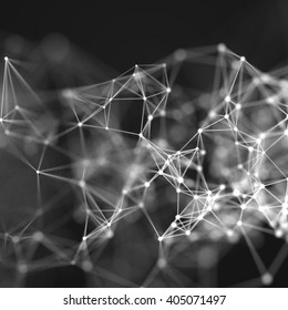 Abstract Black White Background Triangular Particles Stock Illustration ...