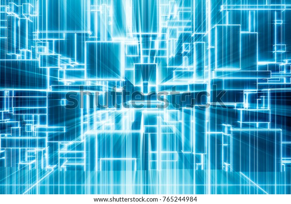 Abstract Blocks Background Light Line 3d Stock Illustration 765244984 ...