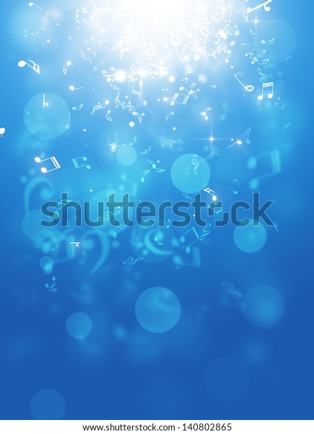 Abstract Blue Background Music Notes Lights 스톡 일러스트 140802865