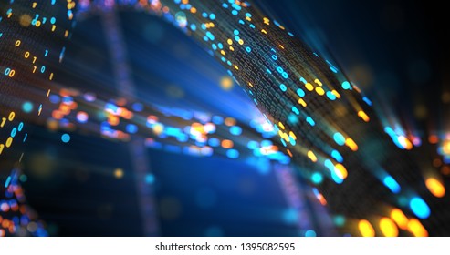 Abstract Blue Orange Digital Binary Code Stock Illustration 1395082595 ...