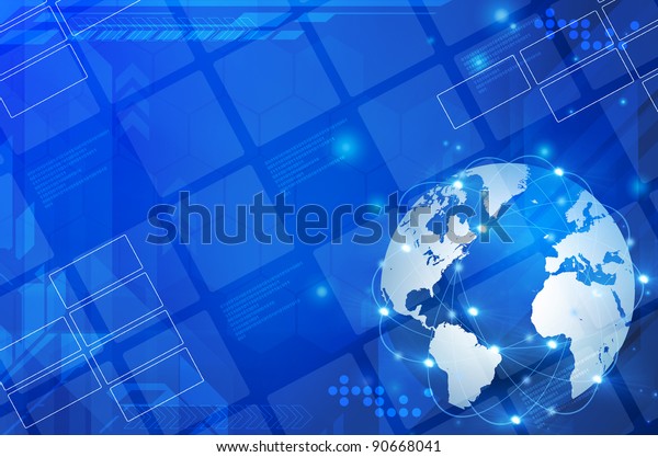 Abstract Blue World Technology Background Stock Illustration 90668041
