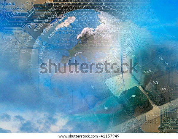 Abstract Collage Globe Keyboard Cobweb On Stock Illustration 41157949 ...
