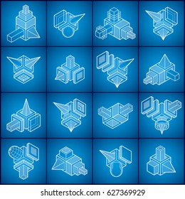 Abstract Constructions Set Dimensional Designs Collection Stock ...