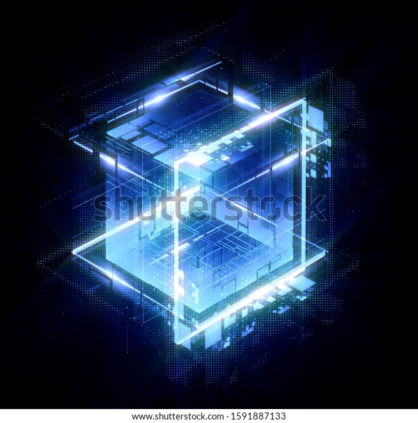 Abstract Dark Background Bright Box Shine Stock Illustration 1591887133