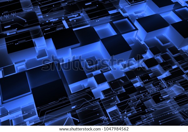 Abstract Dark Blue Sci Fi Digital Stock Illustration 1047984562 ...
