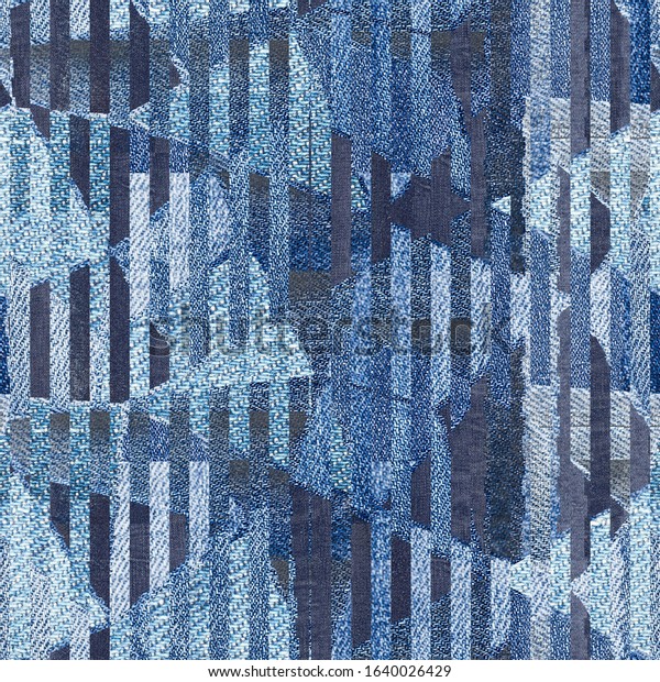 Abstract Denim Distressed Patchwork Stripes Urban Stock Illustration ...