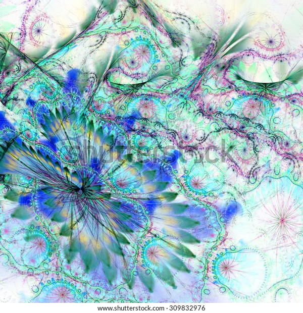 Abstract Distorted Crazy Flower Background Large Stok İllüstrasyon ...