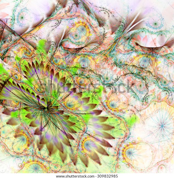 Abstract Distorted Crazy Flower Background Large Stok İllüstrasyon ...