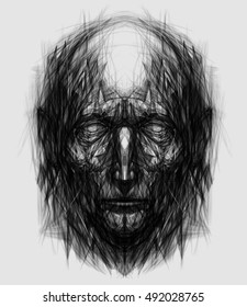 Abstract Face Head Geometric Elements Abstract Stock Illustration ...