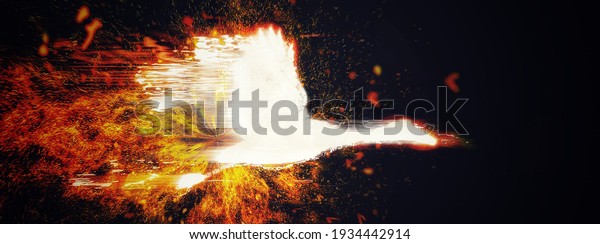 Abstract Flame Swan Flapping Night Sky Stock Illustration 1934442914 ...